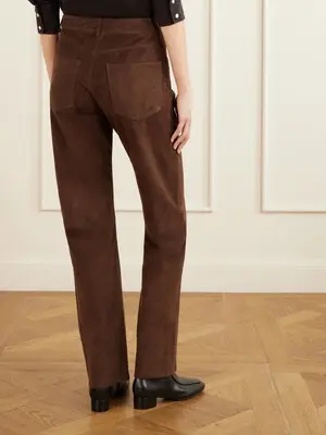 ARMA Suede Straight-leg Pants - Brown