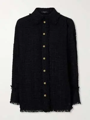 Balmain Cotton-blend Tweed Shirt - Black