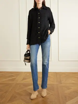 Balmain Cotton-blend Tweed Shirt With Raw Edges