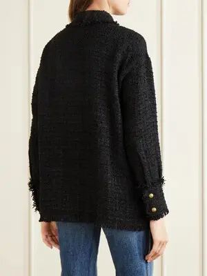 Balmain Cotton-blend Tweed Shirt With Raw Edges
