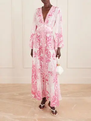Camilla Embellished Floral-print Silk-crepe Maxi Dress
