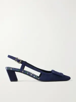ROGER VIVIER Belle Vivier 45 Buckled Suede Slingback Pumps - Blue