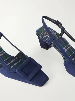 ROGER VIVIER Belle Vivier 45 Buckled Suede Slingback Pumps - Blue