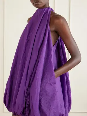 Alaïa Balloon Woven Halterneck Dress - Purple