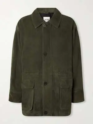 ARMA Maeve Paneled Suede Jacket - Dark Green