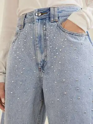 Aje Lucina Studded High-rise Straight-leg Jeans