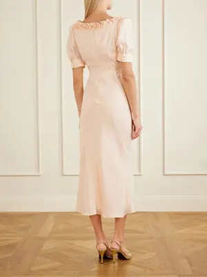 Alessandra Rich Ruffled Bow-embellished Silk-jacquard Midi Dress