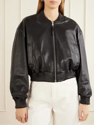 ARMA Hannan Leather Bomber Jacket - Black