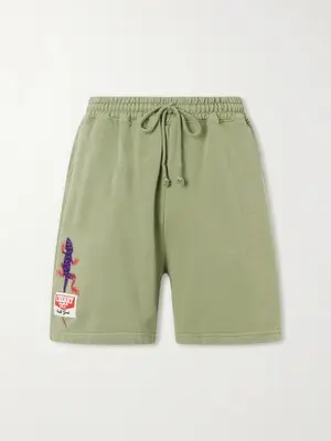 CHERRY LOS ANGELES Embroidered Cotton Shorts - Green