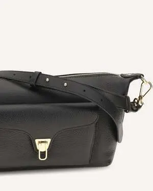 COCCINELLE Beat Generation Leather Shoulder Bag With Gold Tone Hardware - Black