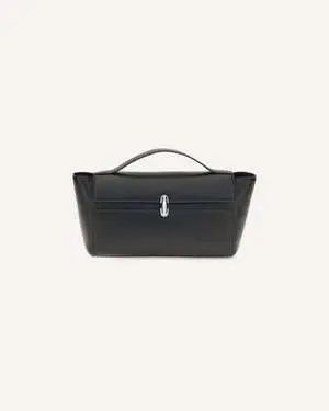 Savette Symmetry Trapeze Clutch In Smooth Leather - Black
