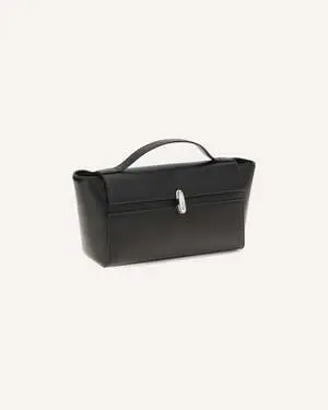 Savette Symmetry Trapeze Clutch In Smooth Leather - Black