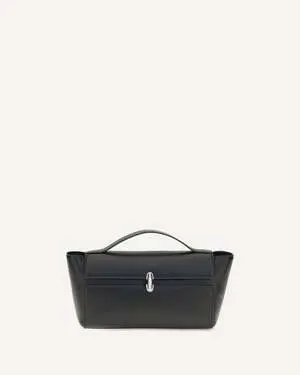 Savette Symmetry Trapeze Clutch In Smooth Leather - Black