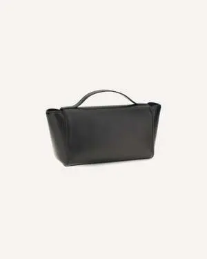 Savette Symmetry Trapeze Clutch In Smooth Leather - Black