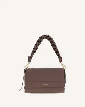 COCCINELLE Boheme Shoulder Bag With Woven Handle - Brown