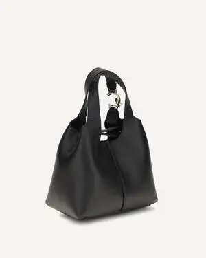 COCCINELLE C-easy Small Grained Leather Handbag With Top Handle And Adjustable Strap - Black