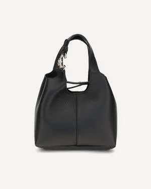COCCINELLE C-easy Small Grained Leather Handbag With Top Handle And Adjustable Strap - Black