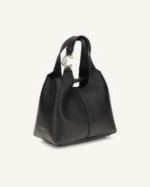 COCCINELLE C-easy Small Grained Leather Handbag With Top Handle And Adjustable Strap - Black