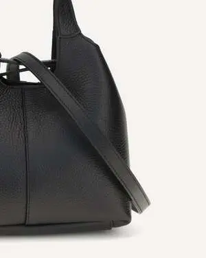 COCCINELLE C-easy Small Grained Leather Handbag With Top Handle And Adjustable Strap - Black