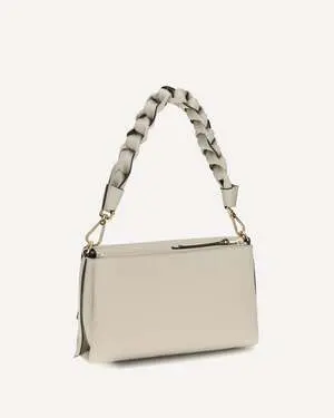 COCCINELLE Boheme Shoulder Bag With Woven Handle - Cream