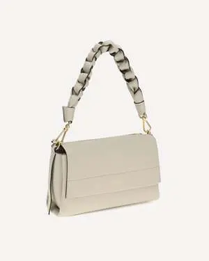 COCCINELLE Boheme Shoulder Bag With Woven Handle - Cream