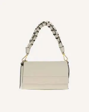 COCCINELLE Boheme Shoulder Bag With Woven Handle - Cream