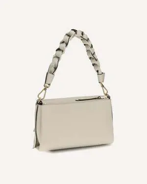 COCCINELLE Boheme Shoulder Bag With Woven Handle - Cream