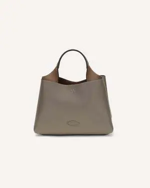 TOD'S Micro Leather Handbag With T Timeless Accessory - Grey