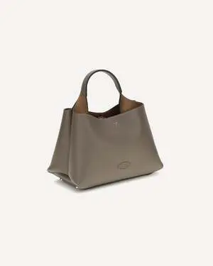 TOD'S Micro Leather Handbag With T Timeless Accessory - Grey