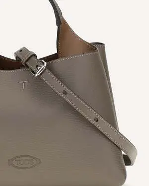 TOD'S Micro Leather Handbag With T Timeless Accessory - Grey
