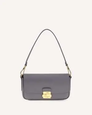 COCCINELLE COCCINELLE C-Me Lock Medium Shoulder Bag In Grained Leather Light Blue