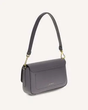 COCCINELLE C-me Lock Medium Shoulder Bag In Grained Leather - Light Blue