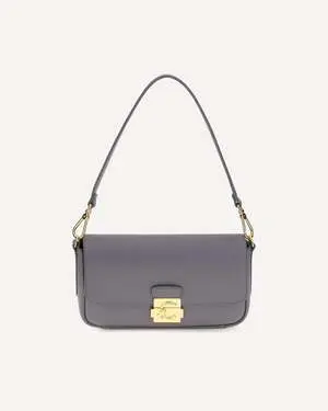 COCCINELLE C-me Lock Medium Shoulder Bag In Grained Leather - Light Blue