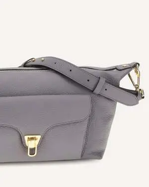 COCCINELLE Beat Generation Leather Shoulder Bag - Grey