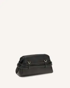 Moschino Belt Detail Clutch In Leather - Black
