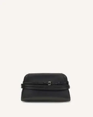 Moschino Belt Detail Clutch In Leather - Black