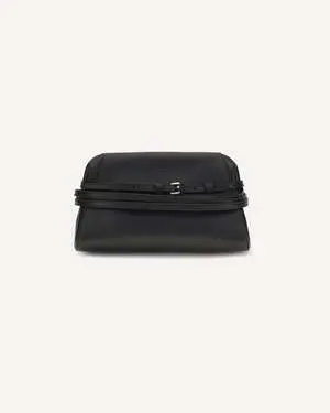 Moschino Belt Detail Clutch In Leather - Black