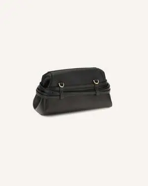 Moschino Belt Detail Clutch In Leather - Black