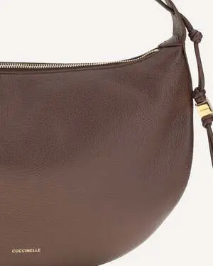 COCCINELLE Thess Shoulder Bag In Grained Leather - Brown