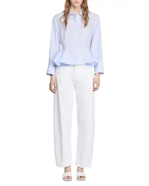 Sandro Striped Peplum Shirt