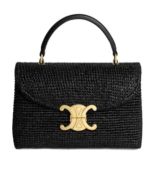 CELINE TEEN NINO BAG IN Raffia And Calfskin