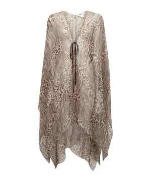 BLUGIRL Sheer Animal-print Cape - Nude