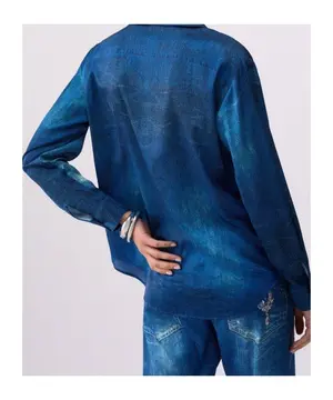 Liu Jo Lace-overlay Denim Effect Shirt