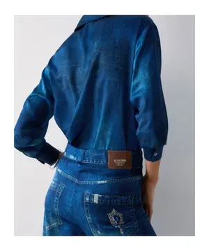 Liu Jo Lace-overlay Denim Effect Shirt