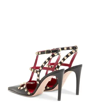 Valentino Garavani Rockstud Embellished Ankle Strap Pumps