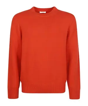 Soft Goat Round Neck Sweater With Ribbed Cuffs And Hem