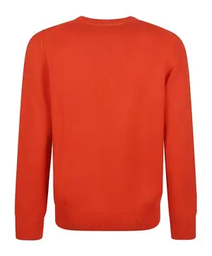 Soft Goat Round Neck Sweater With Ribbed Cuffs And Hem