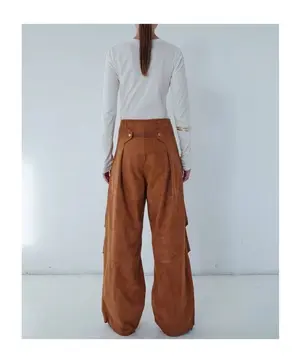 DARKPARK Wide-leg Leather Pants With Drawstring Waist