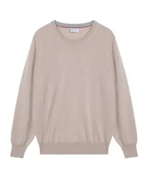 Brunello Cucinelli Round-collar And Long-sleeved Sweater - Nude