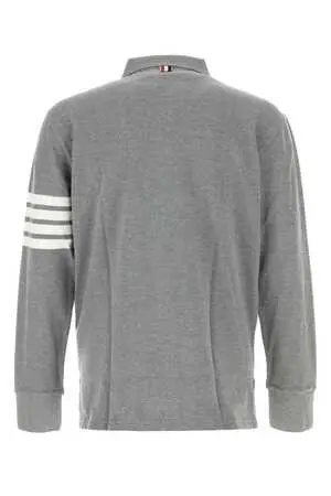 Thom Browne 4-bar Long-sleeve Polo Shirt - Medium Grey